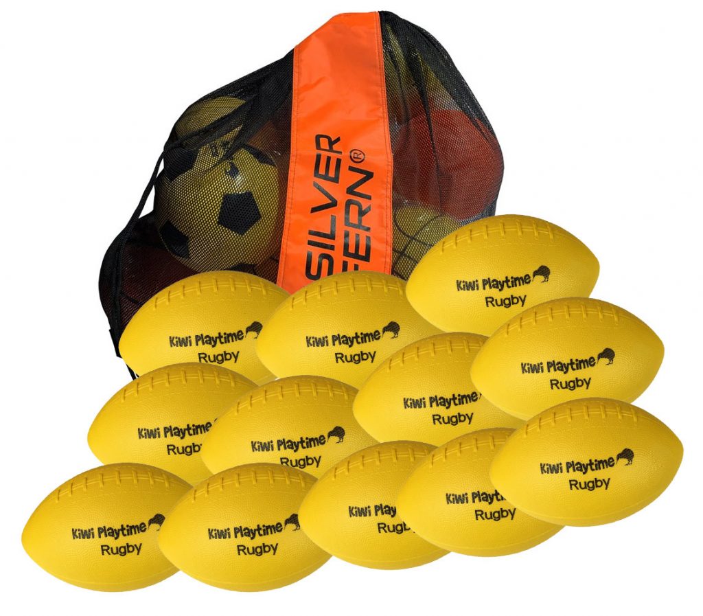 12 Pack Kiwi School Playground Rugby Balls With Carry Bag | McCracken's