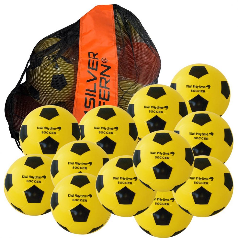 12 Pack Kiwi School Soccer Balls With Carry Bag | McCracken's